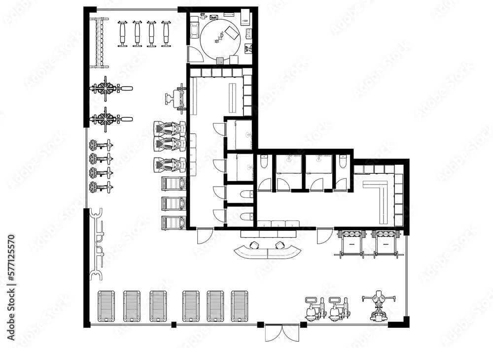 Gym floor plan. Small gym floor plan. 3d gym floor plan Stock ...