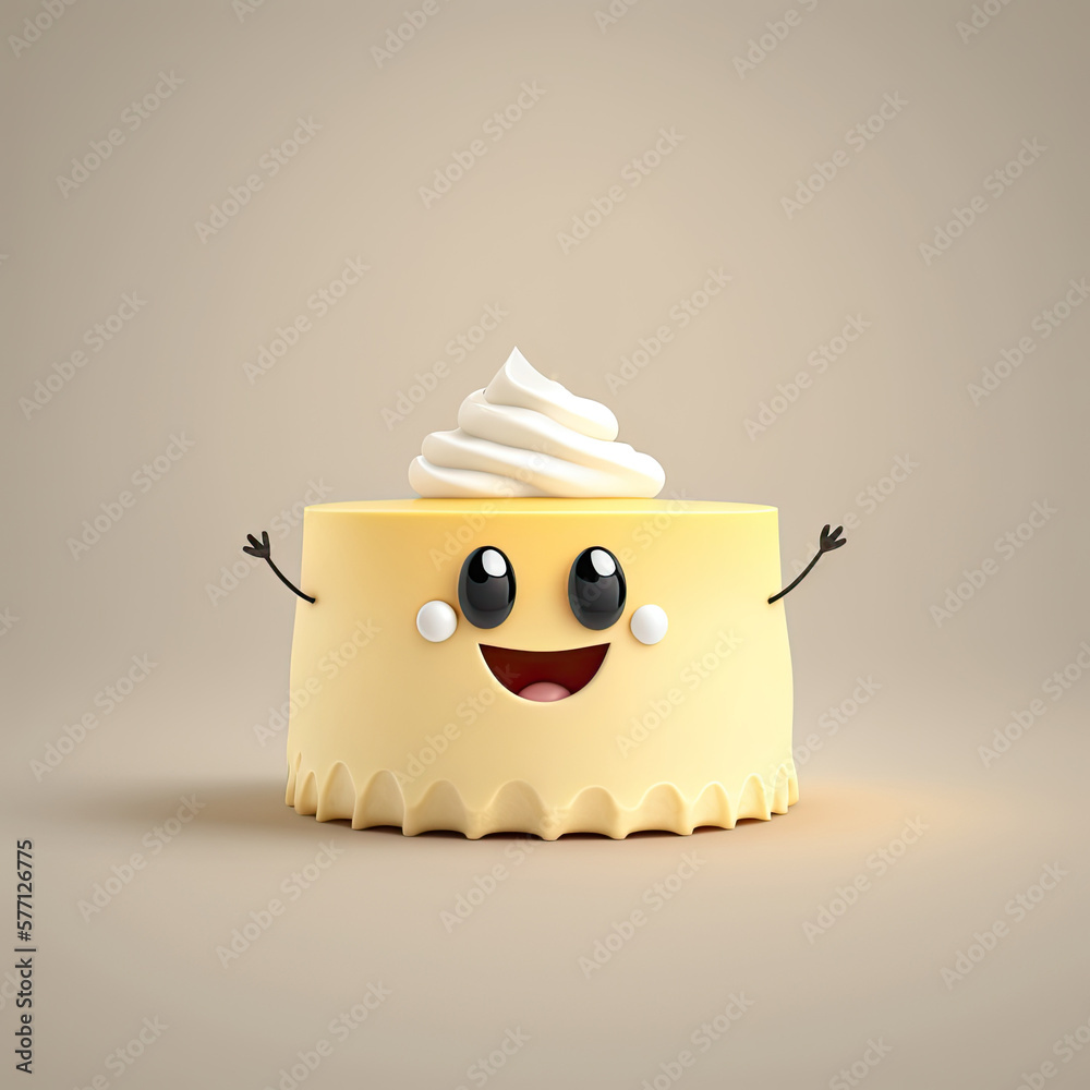 Cute Cartoon Cheesecake Character (Generated with AI) Stock ...