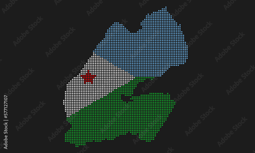 Djibouti dotted map flag with grunge texture in mosaic dot style. Abstract pixel vector ...