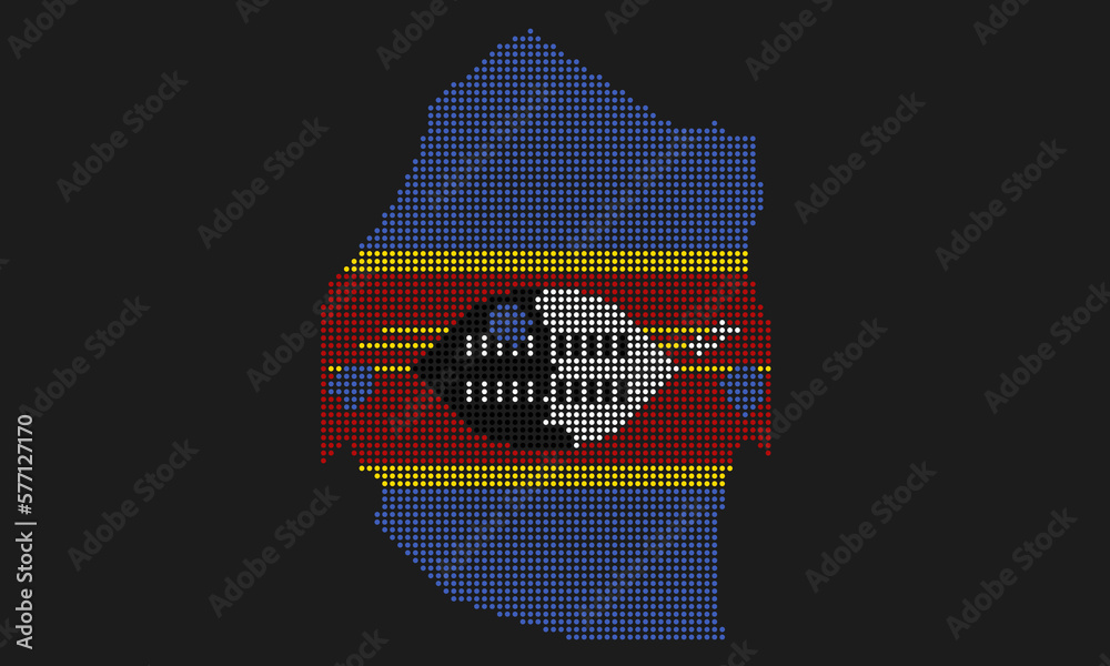 Swaziland or eswatini dotted map flag with grunge texture in mosaic dot style. Abstract pixel ...
