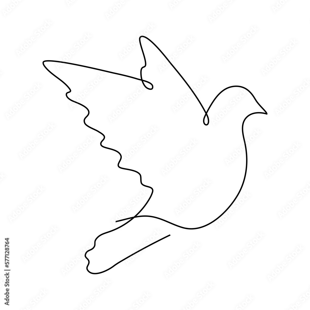 Flying bird continuous line art drawn. Vector illustration isolated on ...