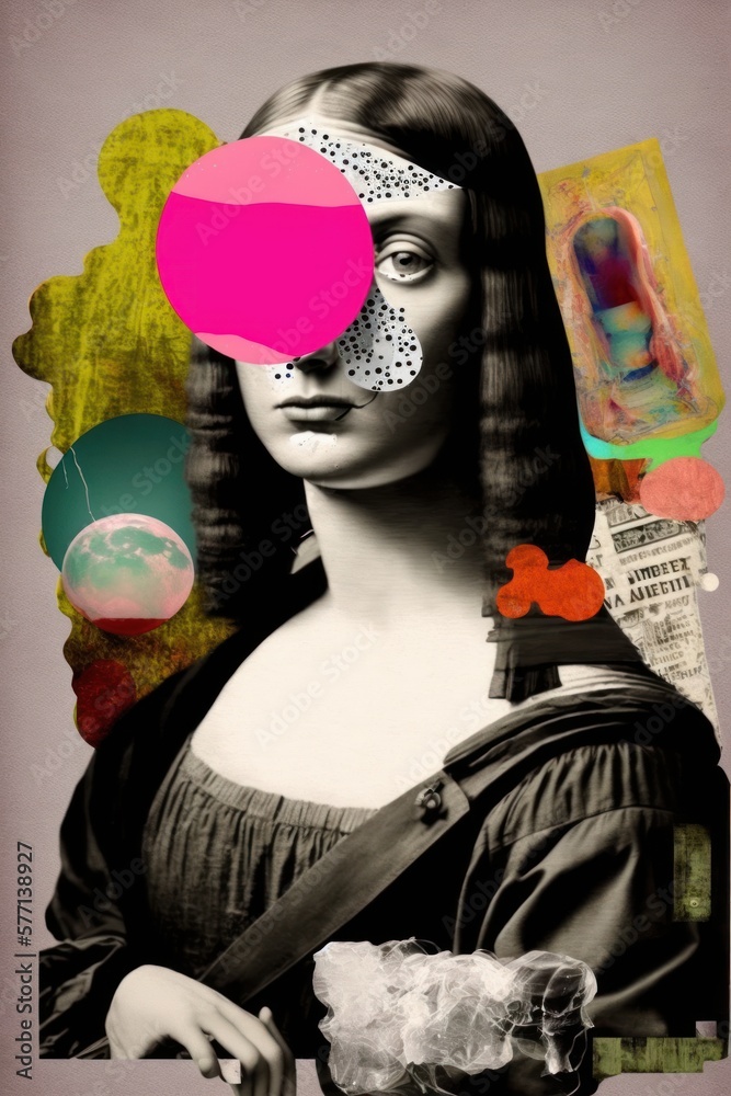 Abstract contemporary portrait of mona lisa with modern print pop art ...