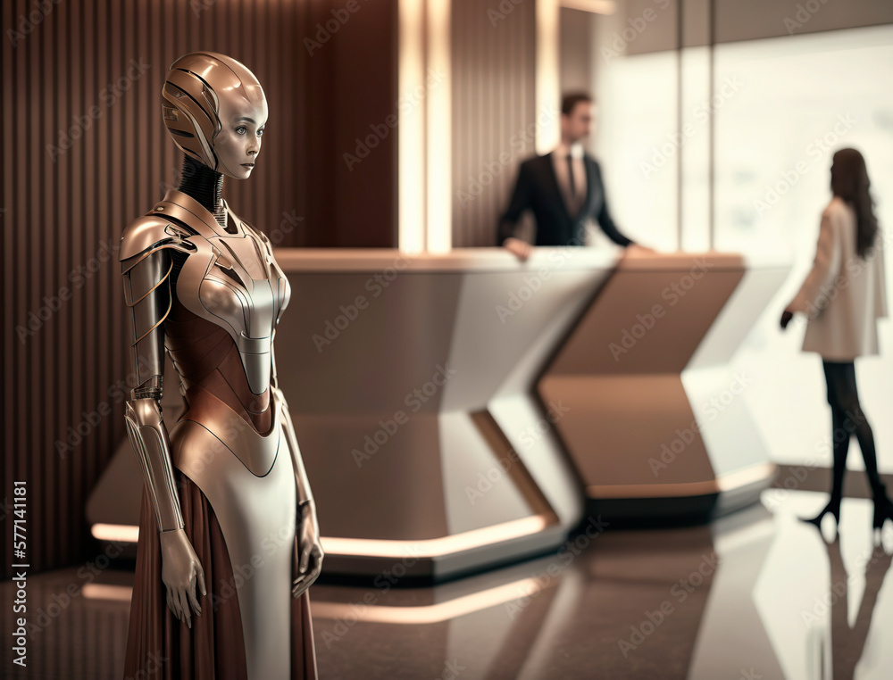 Robotic Receptionist Welcomes Guests .generated by artificial ...