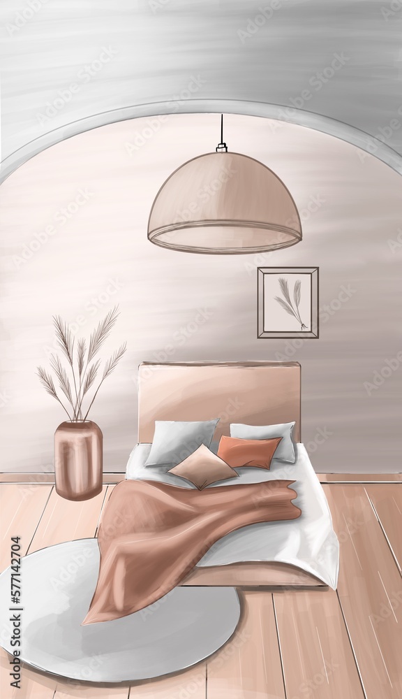 Bedroom interior design sketch. Modern renovation and design. Free ...
