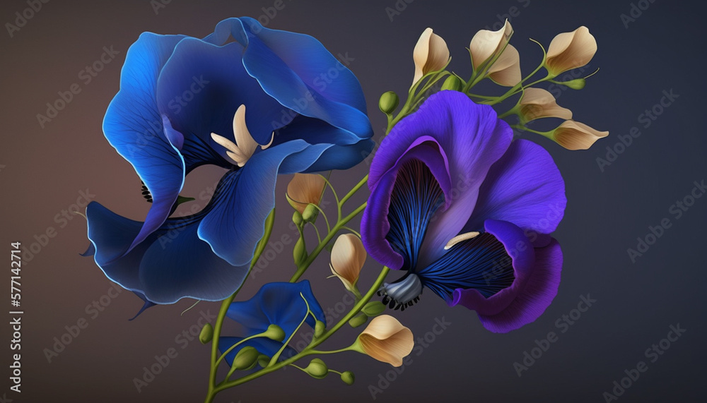 Realistic Butterfly Pea Flower Using Generative AI. Stock Illustration ...