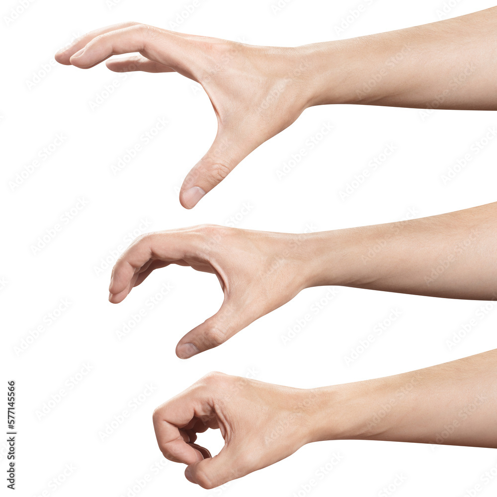 Set of three phases of holding/seizing hand gestures, cut out Stock ...