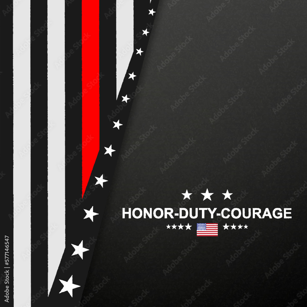 Thin Red Line. Firefighter Flag. Remembering, memories on fallen fire ...