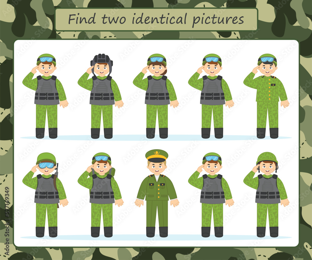 Game for children to develop attention. Find two identical pictures. A ...