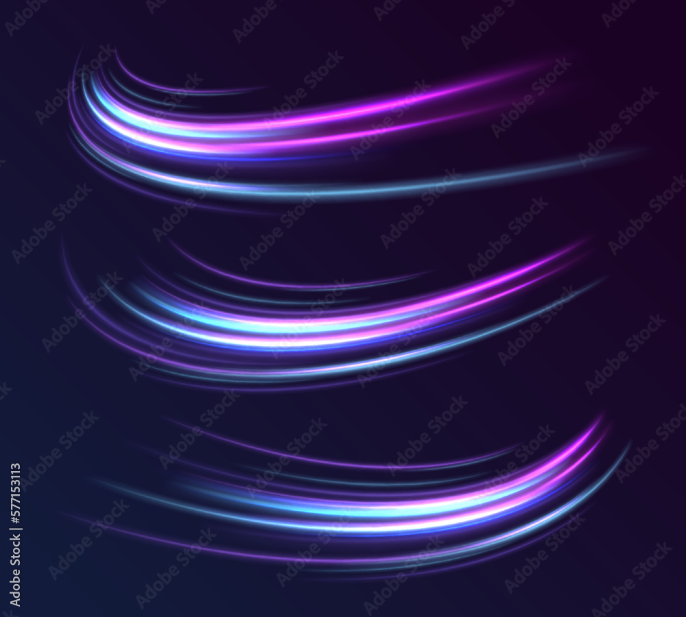 High speed effect motion blur night lights blue and red. Futuristic ...