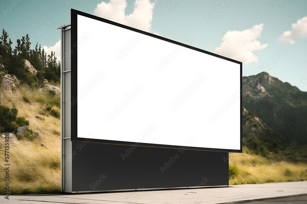 Modern Empty space advertisement board, blank white signboard in city ...