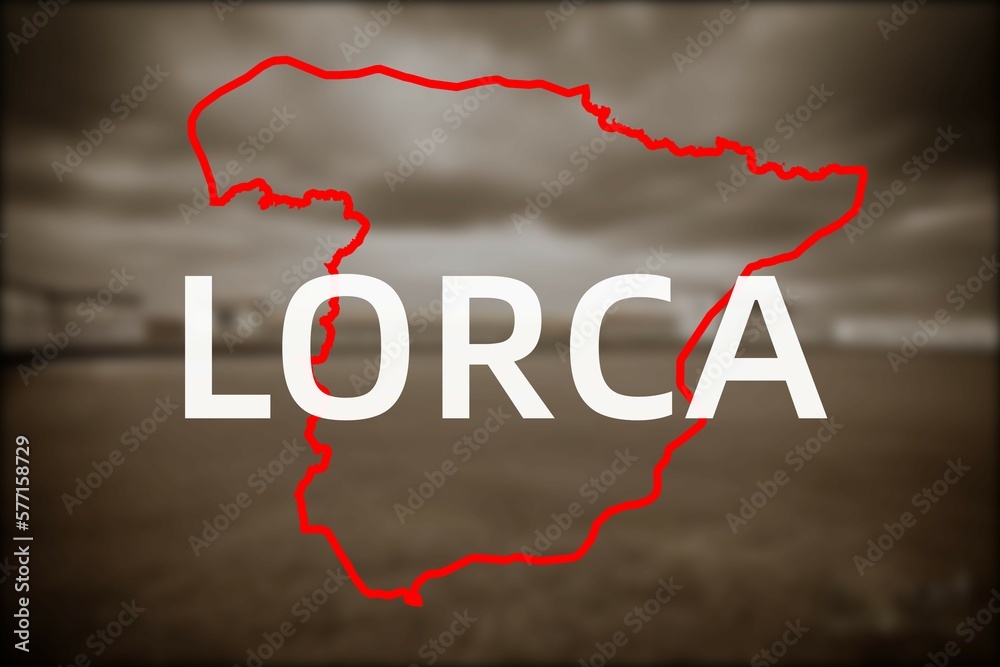 Lorca: Der Name der spanischen Stadt Lorca in der Region Murcia vor ...