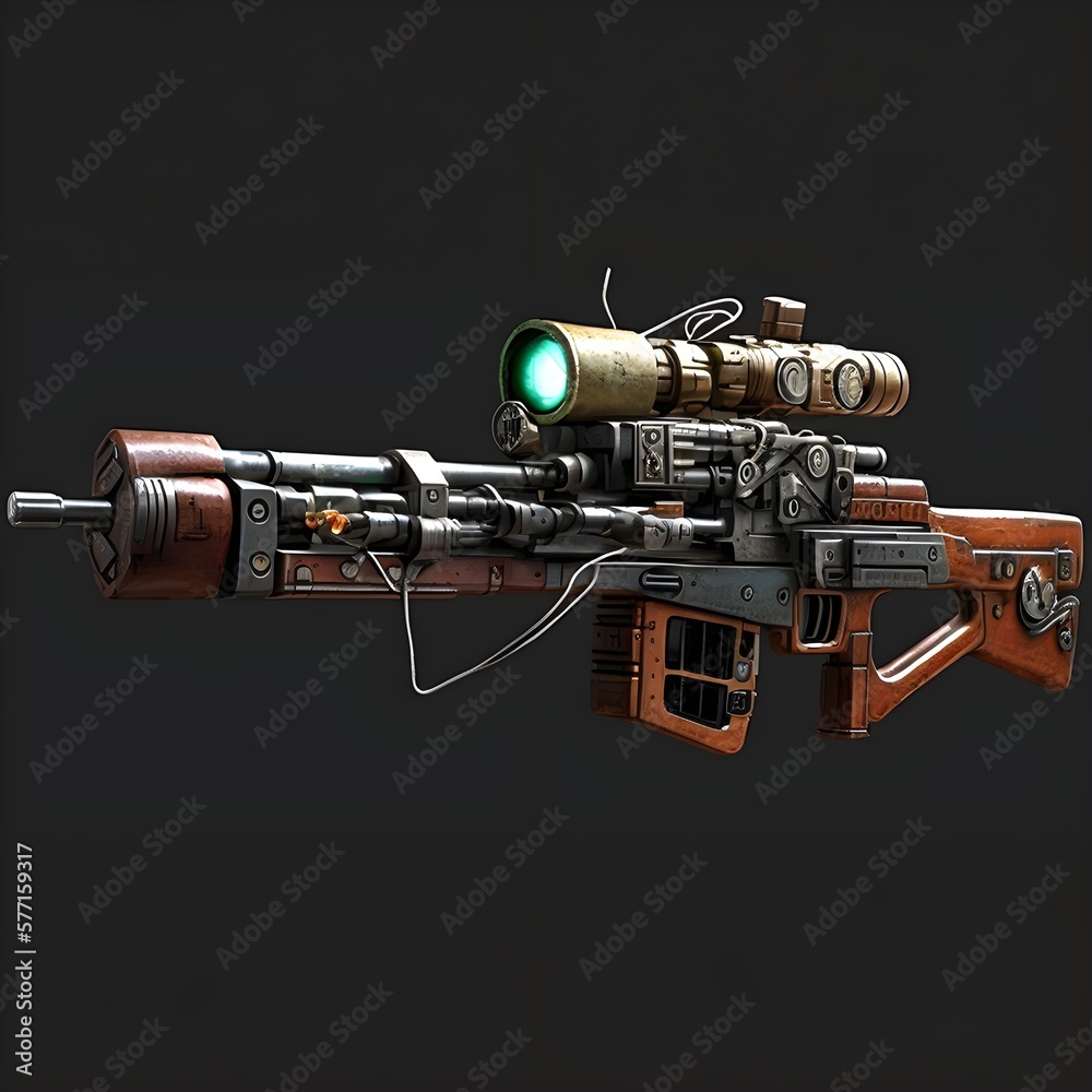 redesign as a science fiction laser rifle old gritty hyper realistic 4k ...