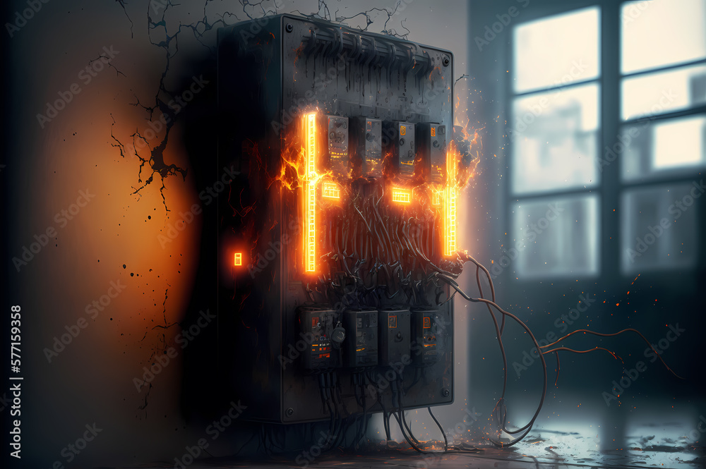 Industrial Electrical panel on fire, short circuit and junction cable ...