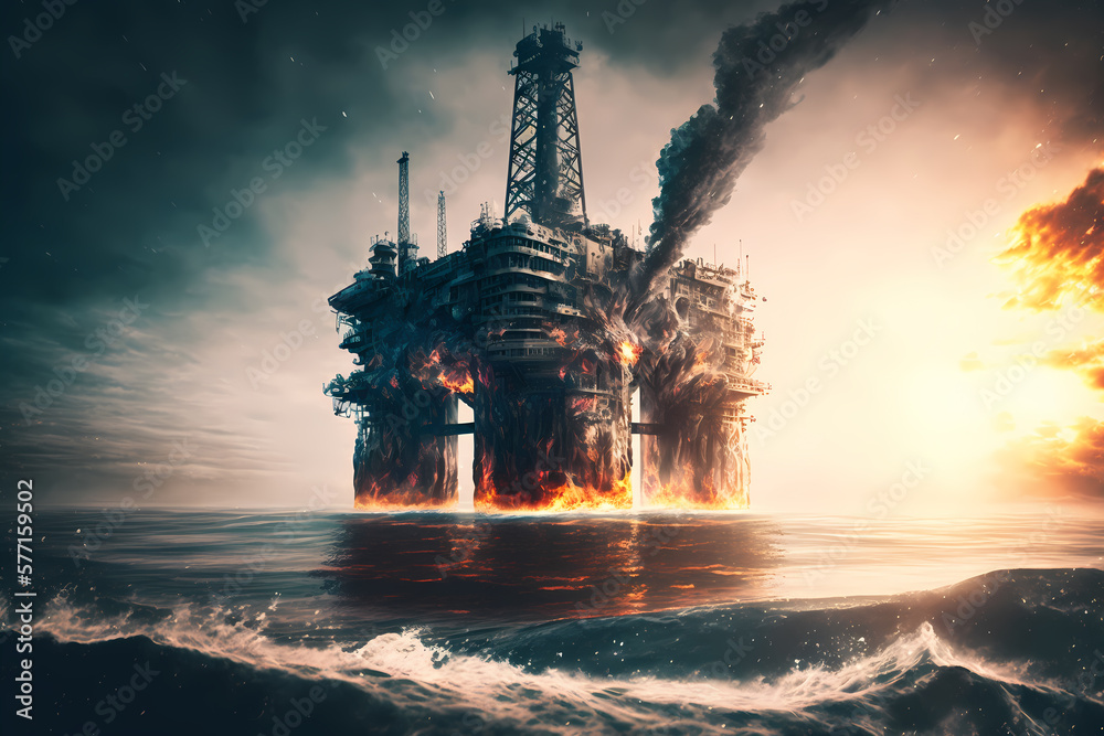 Accident on offshore petroleum platform, Gas explosion on oil rig at ...