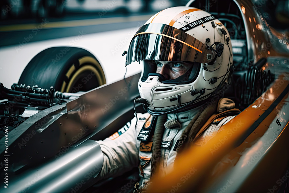 Generative AI Illustration of an F1 driver inside his car with the ...