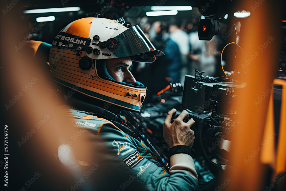 Generative AI Illustration of an F1 driver inside his car with the ...