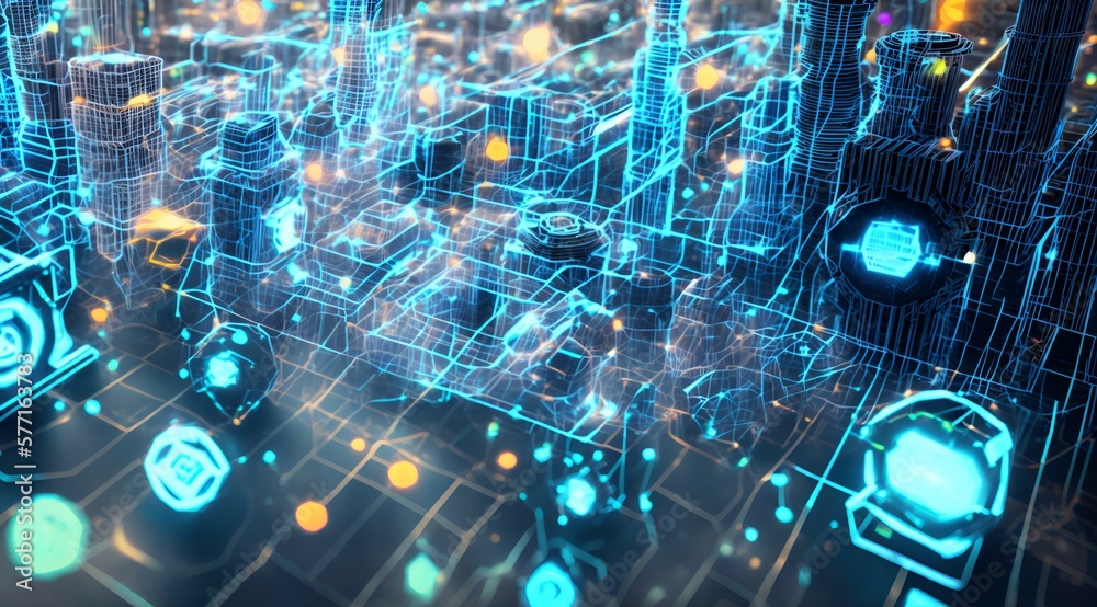 Quantum Cloud Computing Concept, abstract background, 3D illustration ...