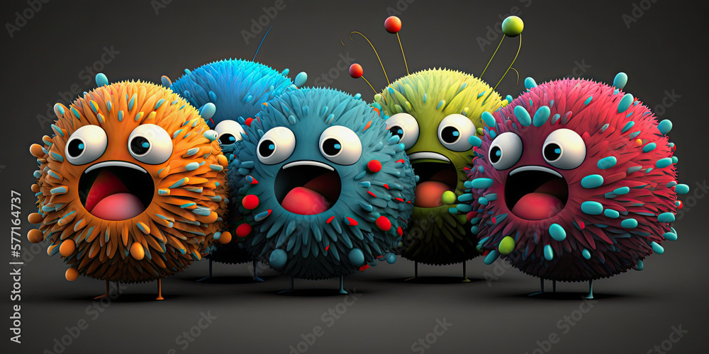 generative ai illustration of multiple virus characters in a choir ...