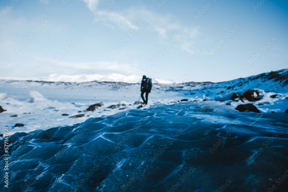 Iceland Amazing landscape at Iceberg beach. Tourist by icebergs ...