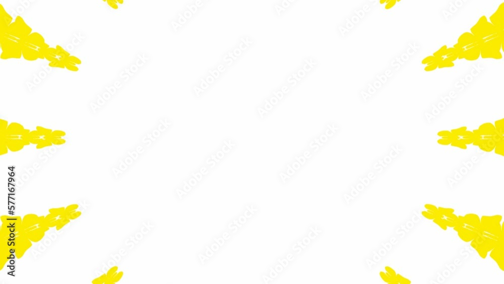 Animated yellow butterflies fly from center. Looped video. Vector ...