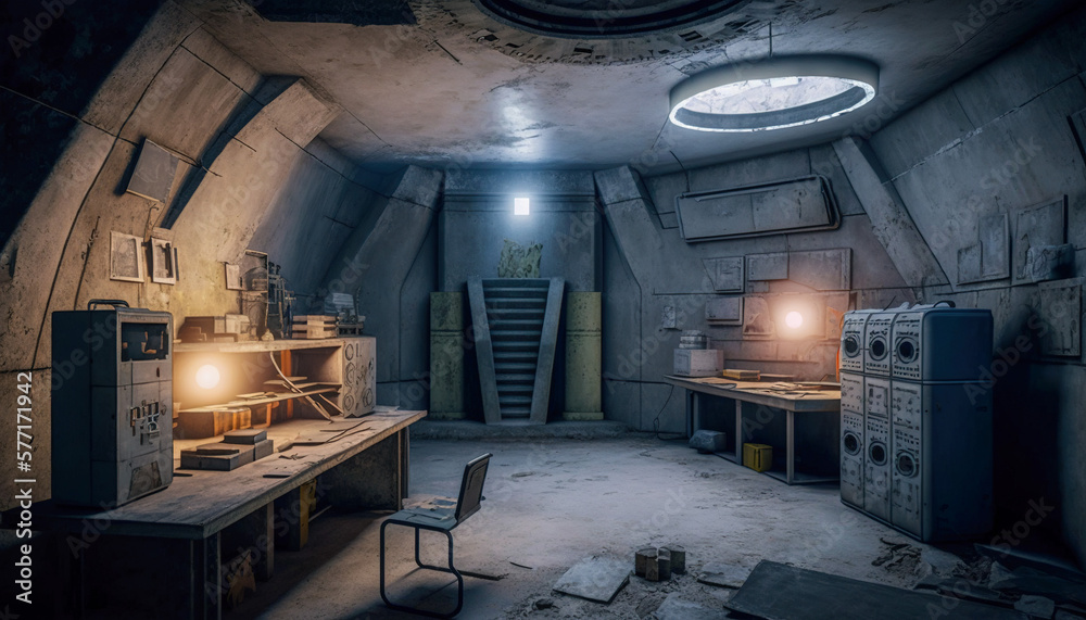 Beneath the Surface, Inside an Underground Bunker, Generative AI Stock ...