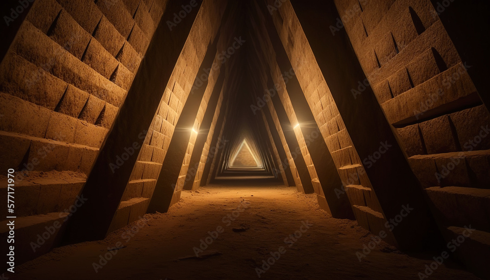 Architecture of the Pharaohs, Intricate Hallways of an Egyptian Pyramid ...