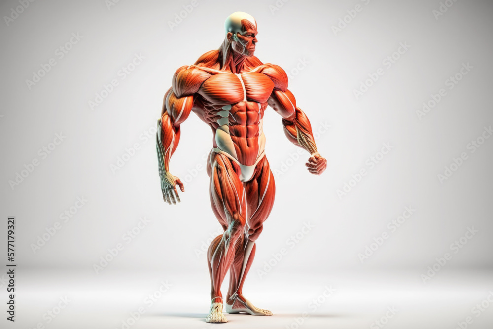 A finely detailed 3D model of a muscular bodybuilder man, with anatomy ...