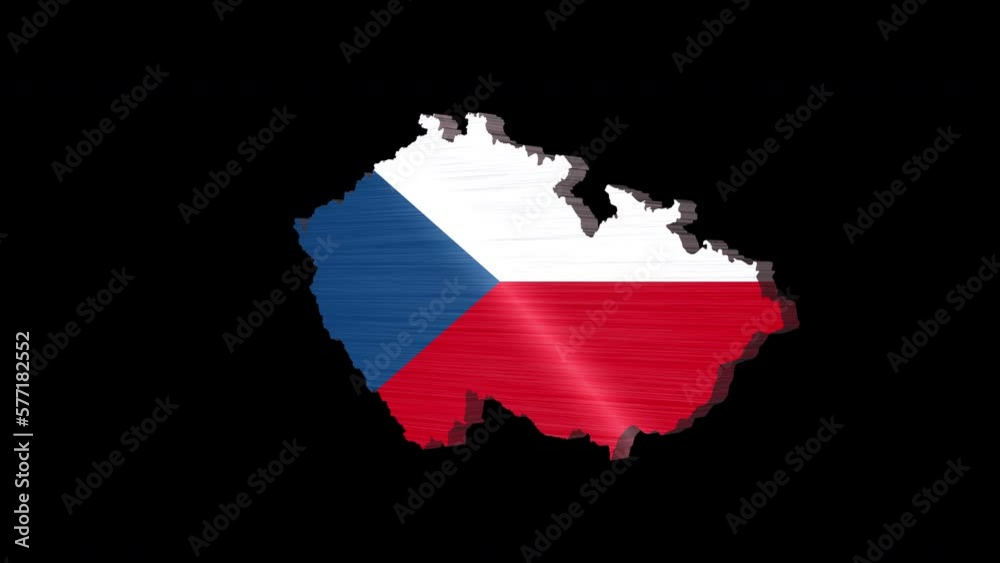 3D animation of Czech Republic map rotating, isolated by alpha channel ...