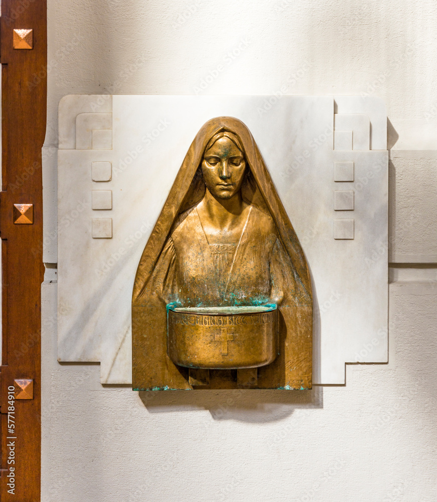 holy water stoup inside the chappel Karl Borromaeus Stock Photo | Adobe ...