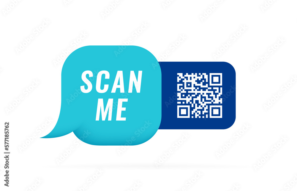 QR code 3d speech bubble with inscription scan me. Qr code for ...