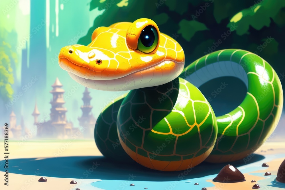 Big cute snake. Beautiful dangerous reptile. Colorful magic snake ...