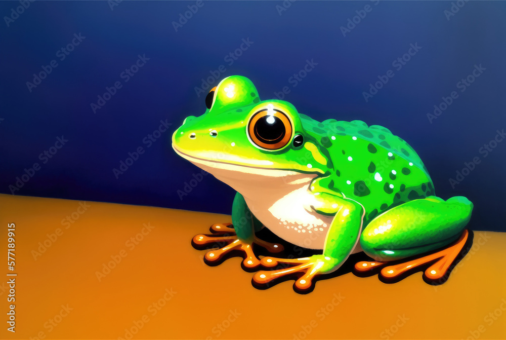 Cute colorful magic frog, cartoon style painting. Generative ai art ...