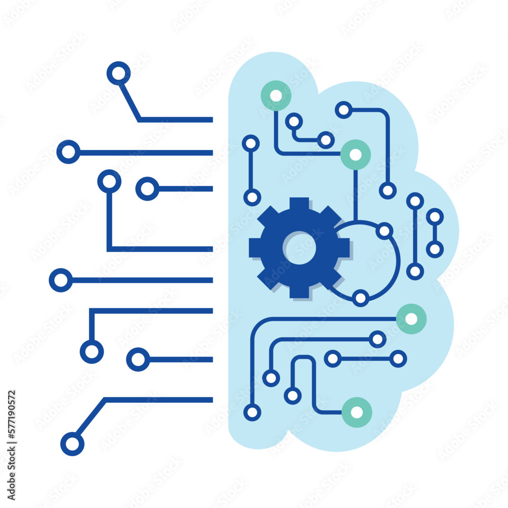 Artificial intelligence concept. Digital brain with neural network. AI ...