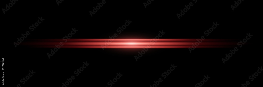 Red neon glowing line on black background. Abstract illustration with ...