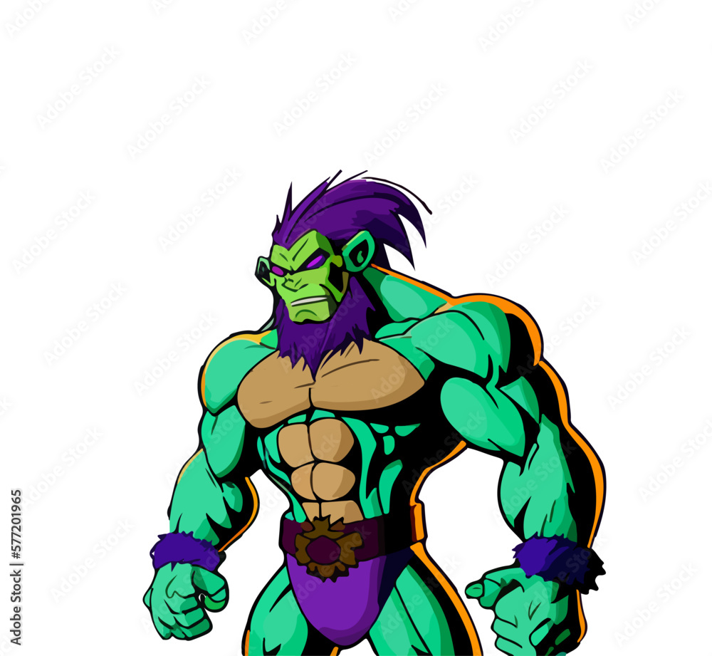 Cartoon muscular jock with a gorilla head. Vector illustration Stock ...