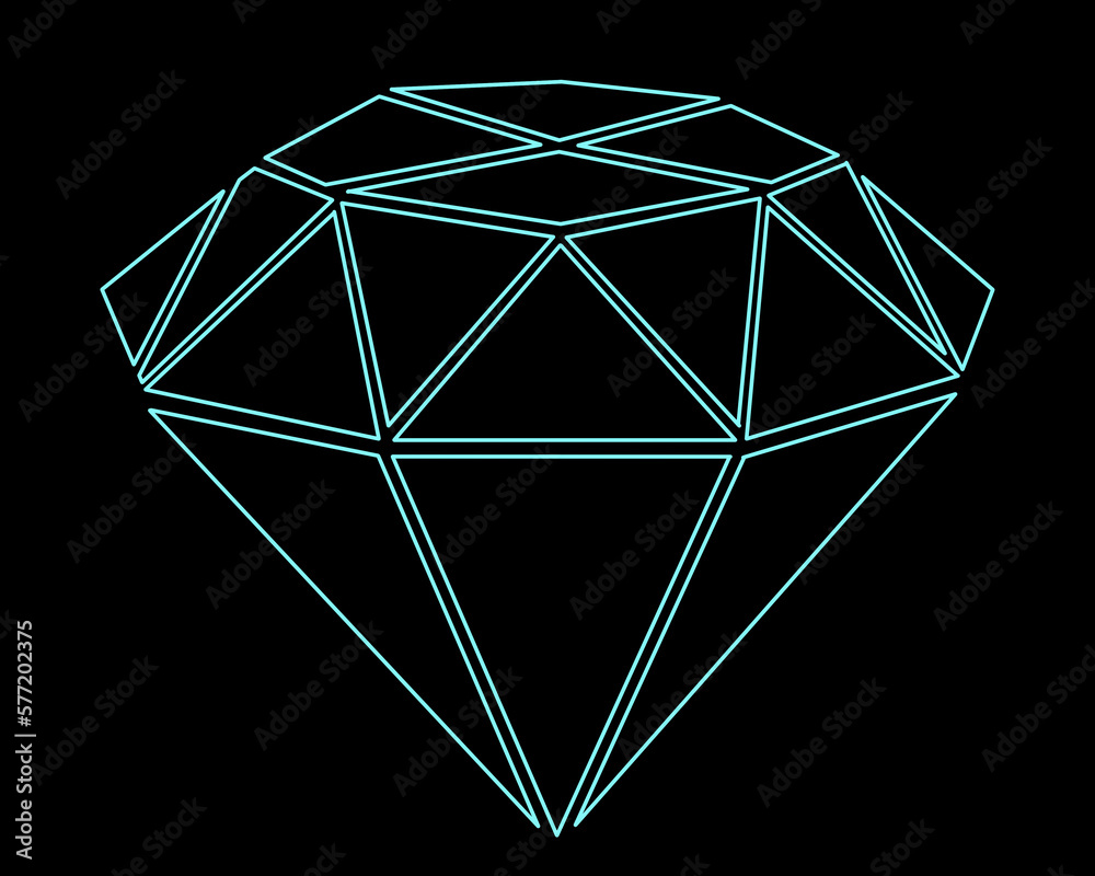 Blue diamond. Drawings for creating a 3d model of a diamond. Diamond on ...