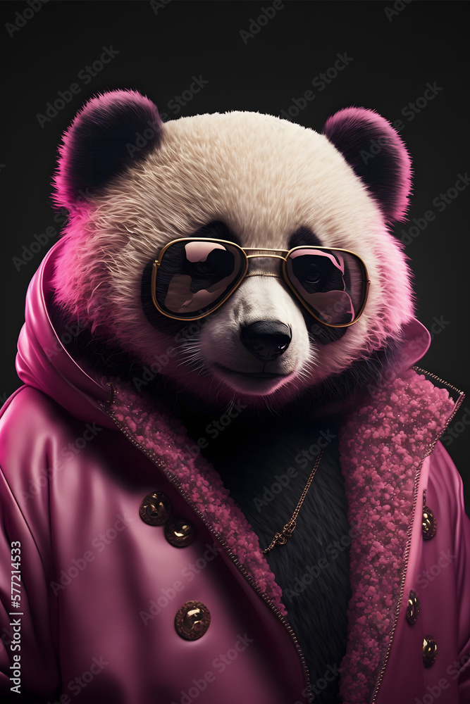 Panda dressed as a human created with generative AI technology ...