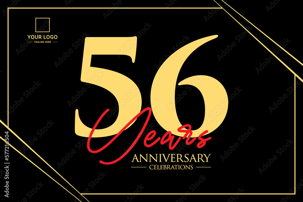 56 years anniversary. Anniversary template design concept with golden ...