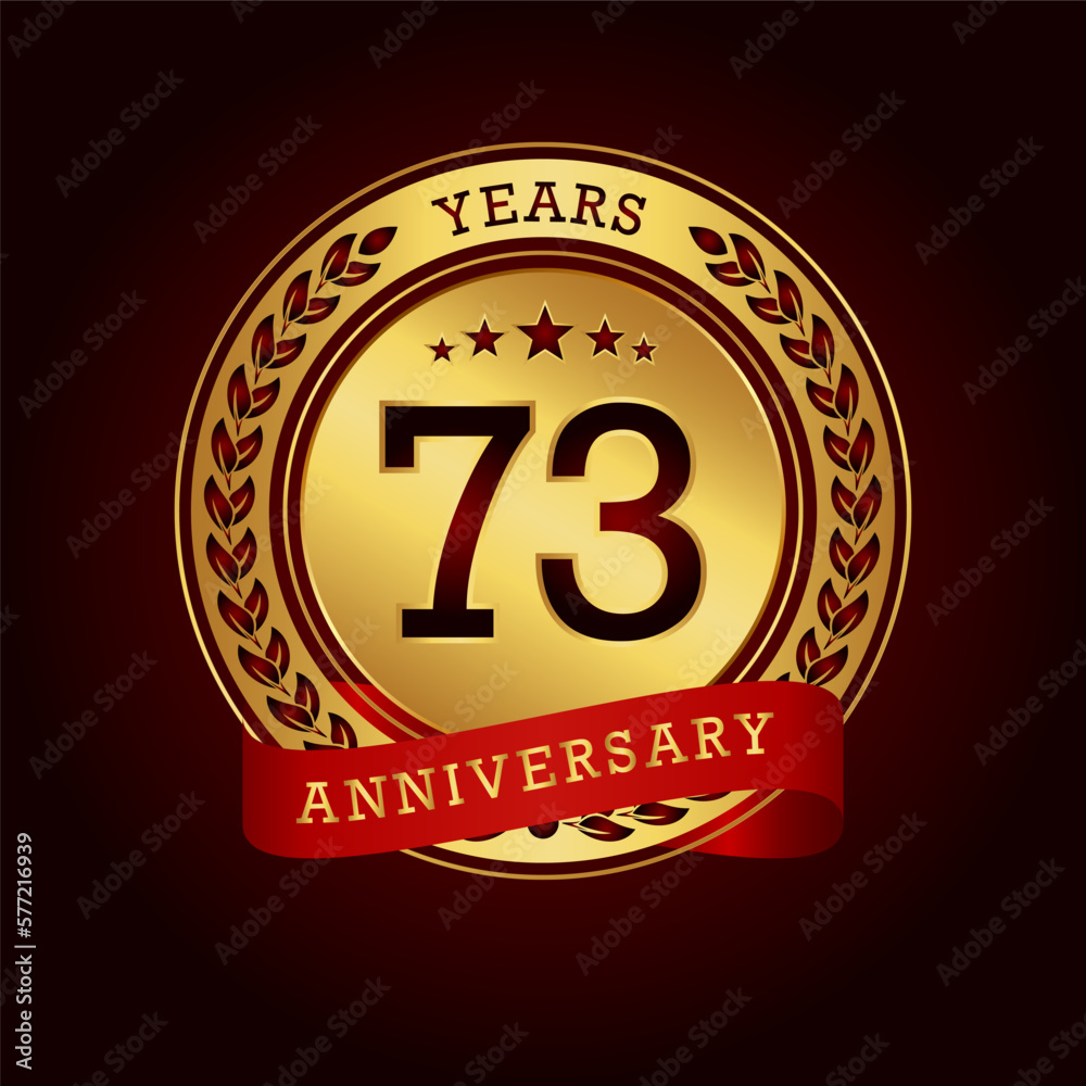 73 years anniversary. Anniversary template design concept with gold and ...