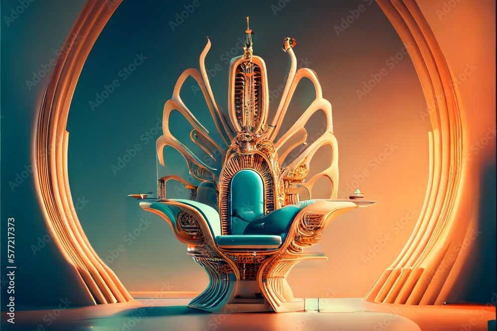 Portrait of the God of Googie Architecture Sitting on a Retro ...