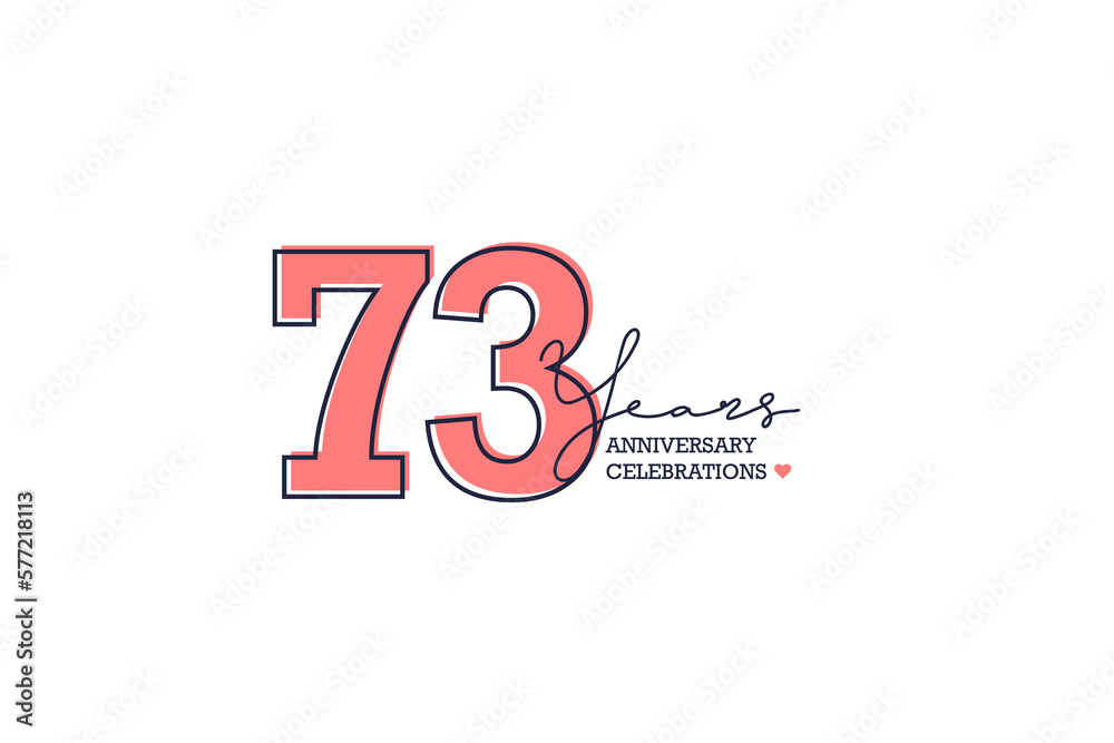 73 years anniversary. Anniversary template design concept with pink ...