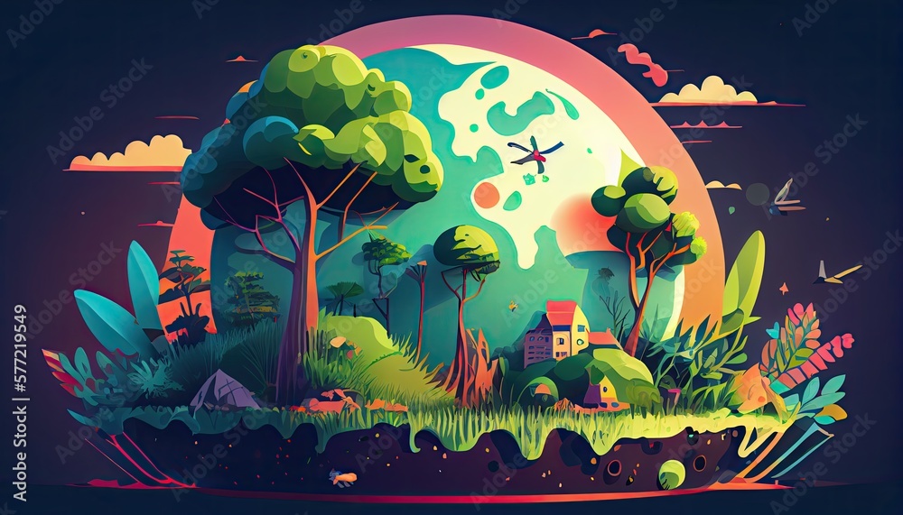 vector cartoon world environment Earth Day the importance of loving ...