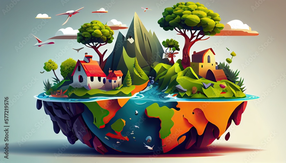 vector cartoon world environment Earth Day the importance of loving ...
