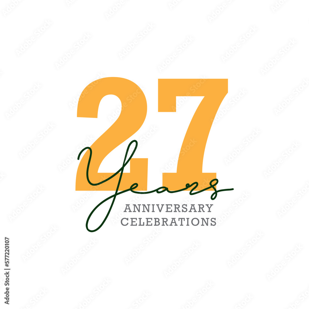 27 years anniversary. Anniversary template design concept with golden ...