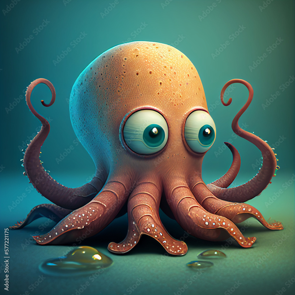octopus illustration cartoon character style, generative AI Stock ...