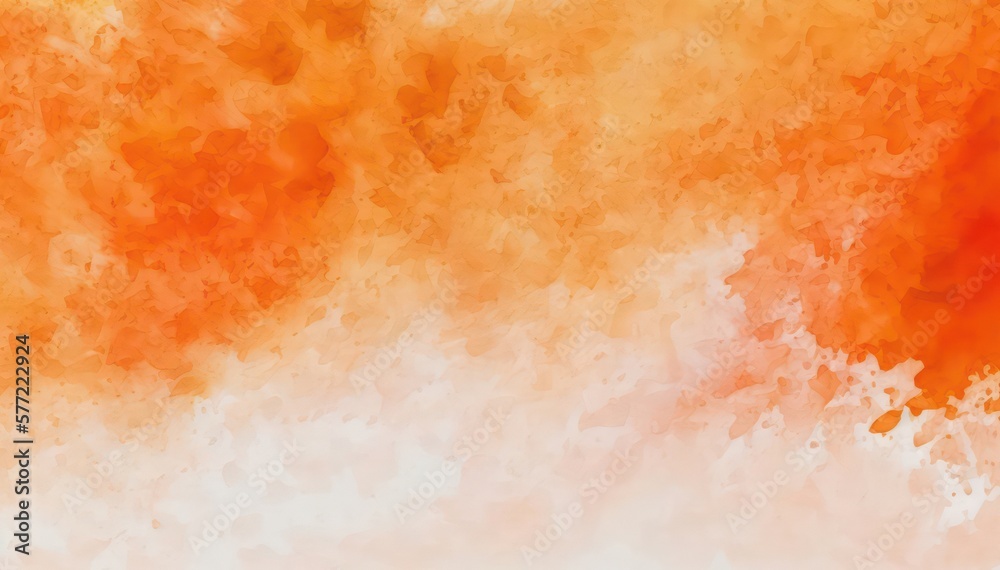 Bright abstract watercolor background. Orange paint on white paper ...