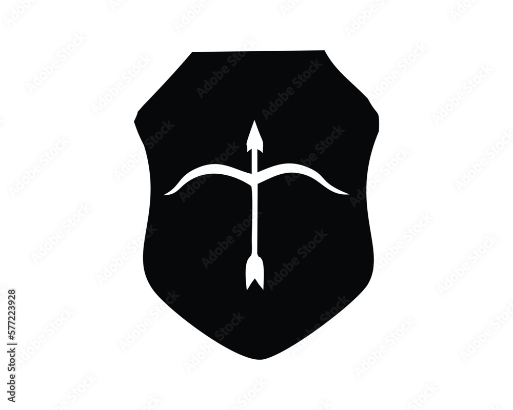 arrow and shield silhouette logo. isolated white background. Best for ...