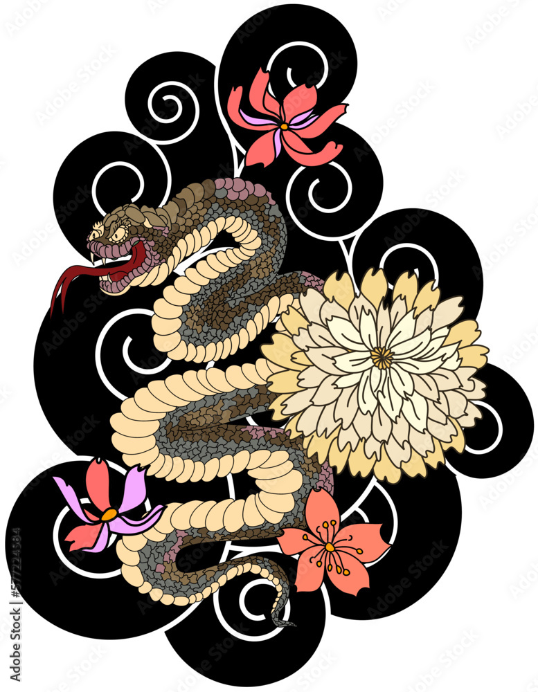 Traditional Japanese Snake Tattoo