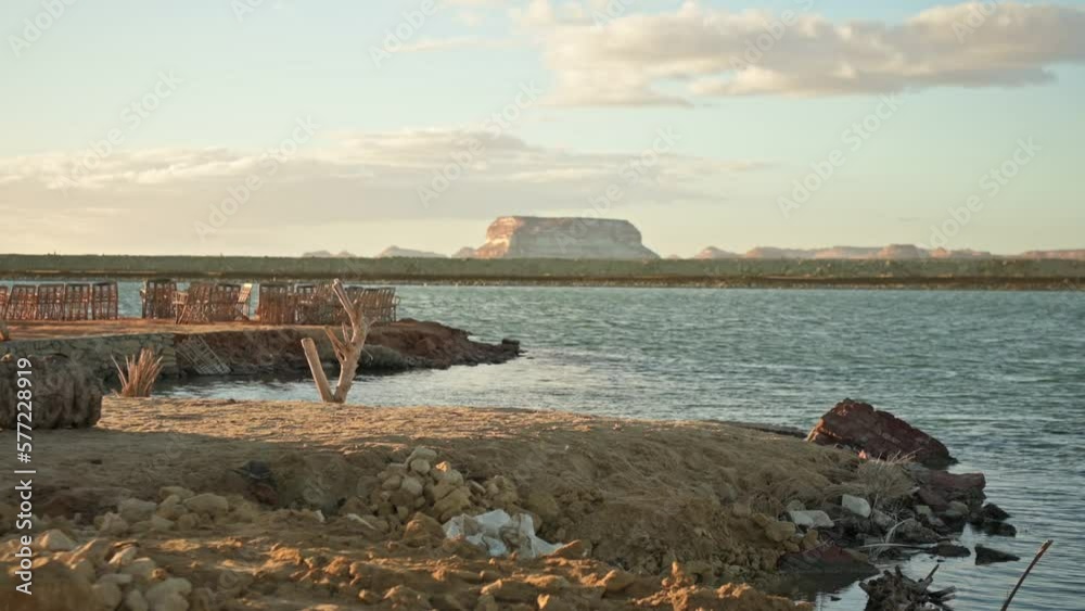 Vidéo Stock 4k Landscape footage of tropical beach in Siwa Desert Oasis ...
