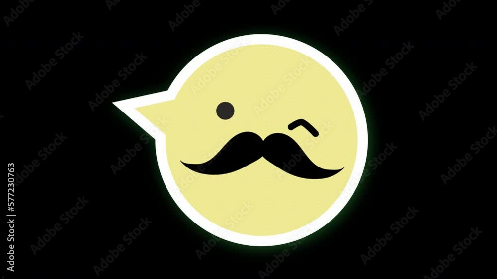 mustache emoji icon loop Animation video transparent background with ...